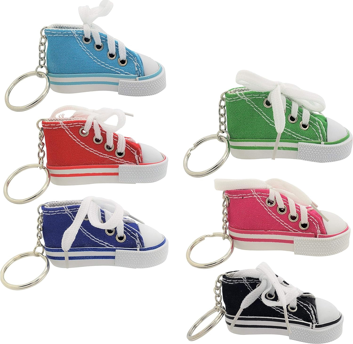 6 Pack- Miniature Sneaker Shoes Keychains (3") 6 Colors: Pink, Light ...