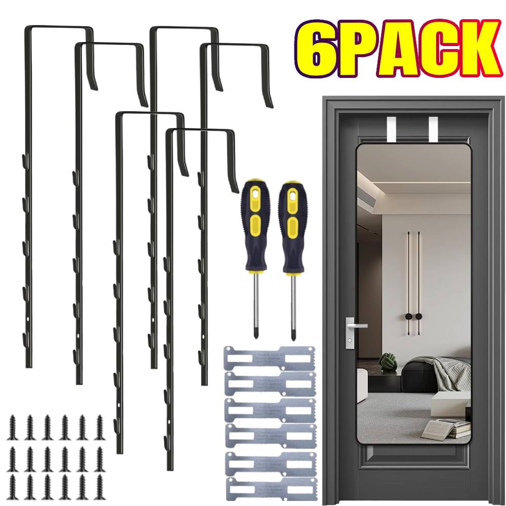 6-Pack Mirror Hanger for Door,Adjustable Door Mirror Brackets Set ...
