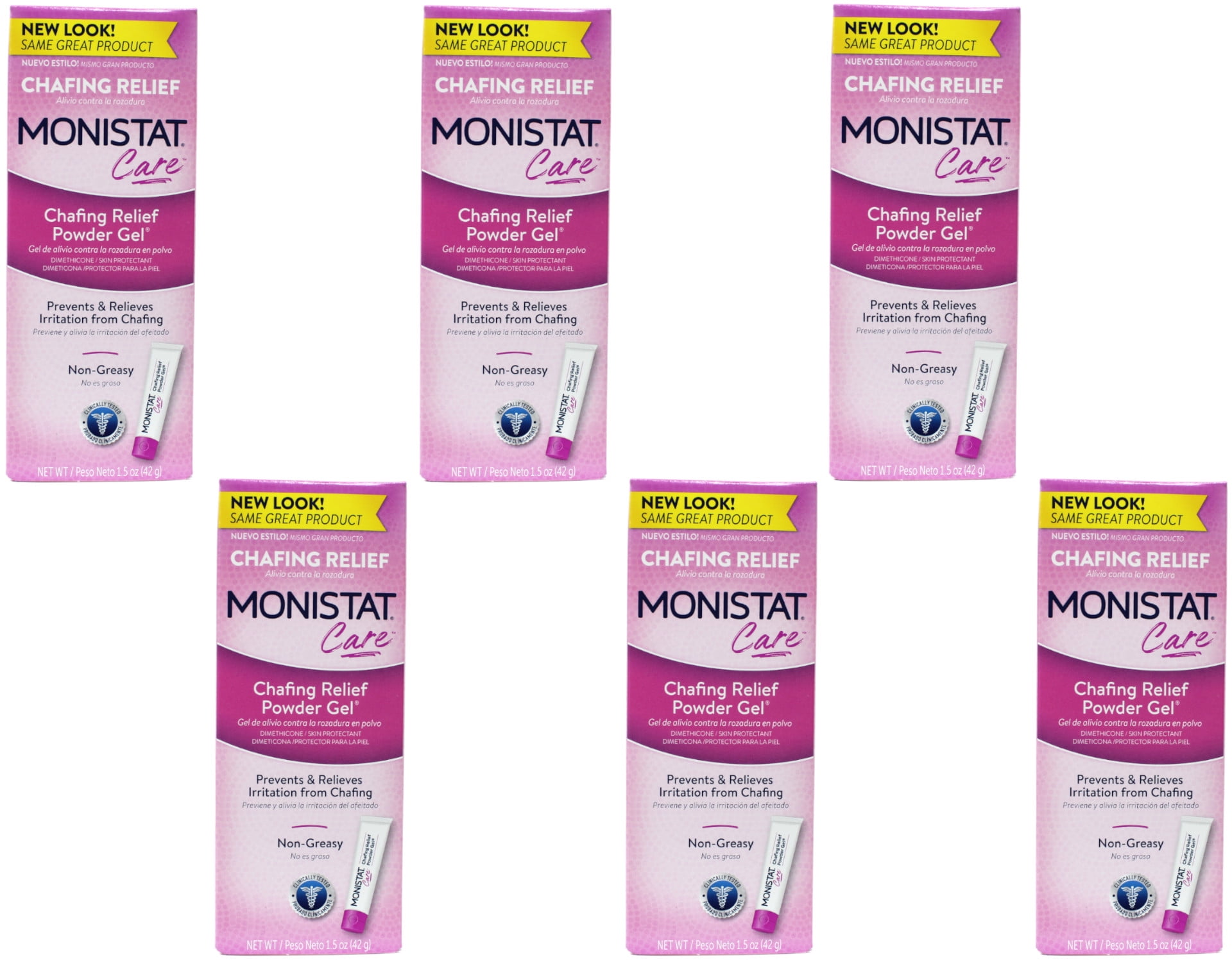 Monistat 6 Pack Anti-Chafing Intimate Care, Soothing Relief Powder-Gel ...