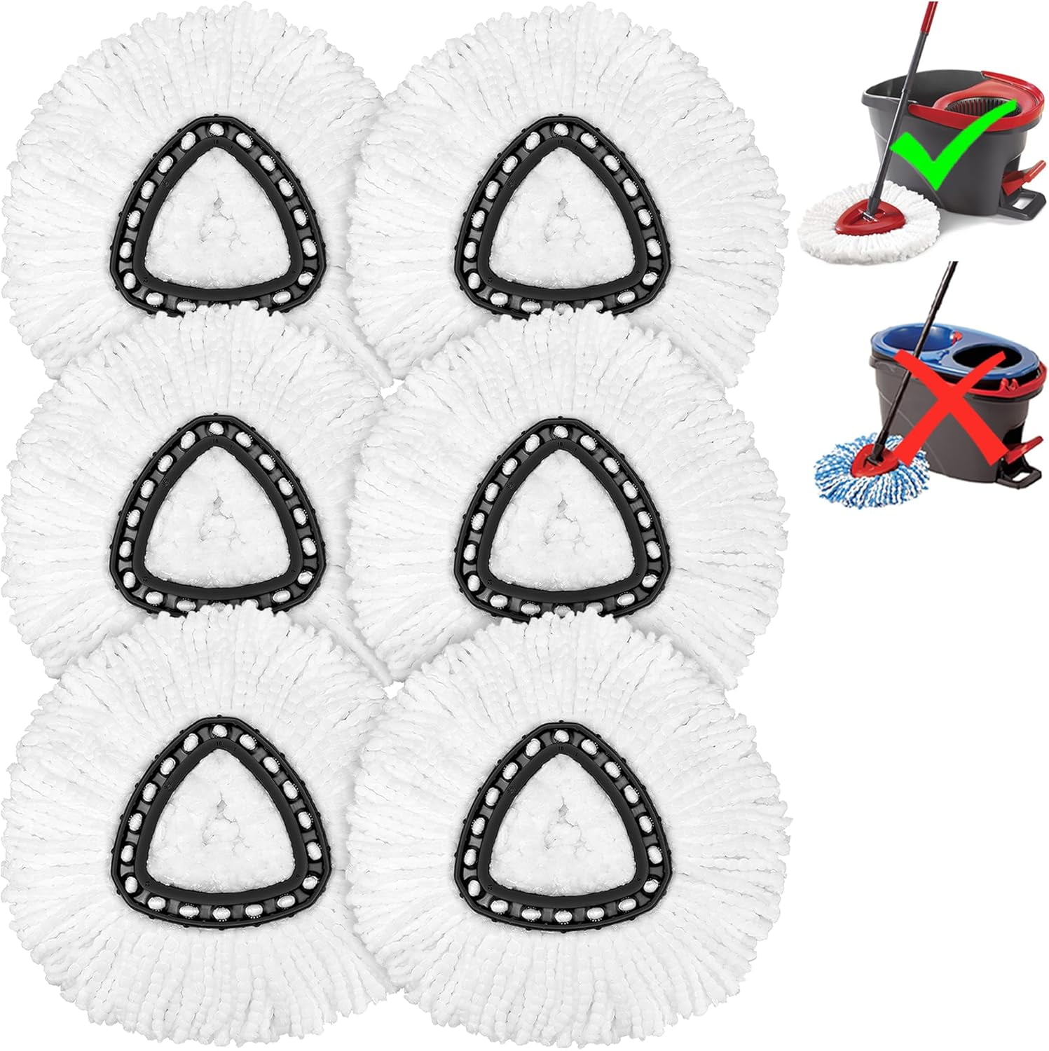 6 Pack Mop Replacement Heads for Spin Mop, Microfiber Spin Mop Refills ...