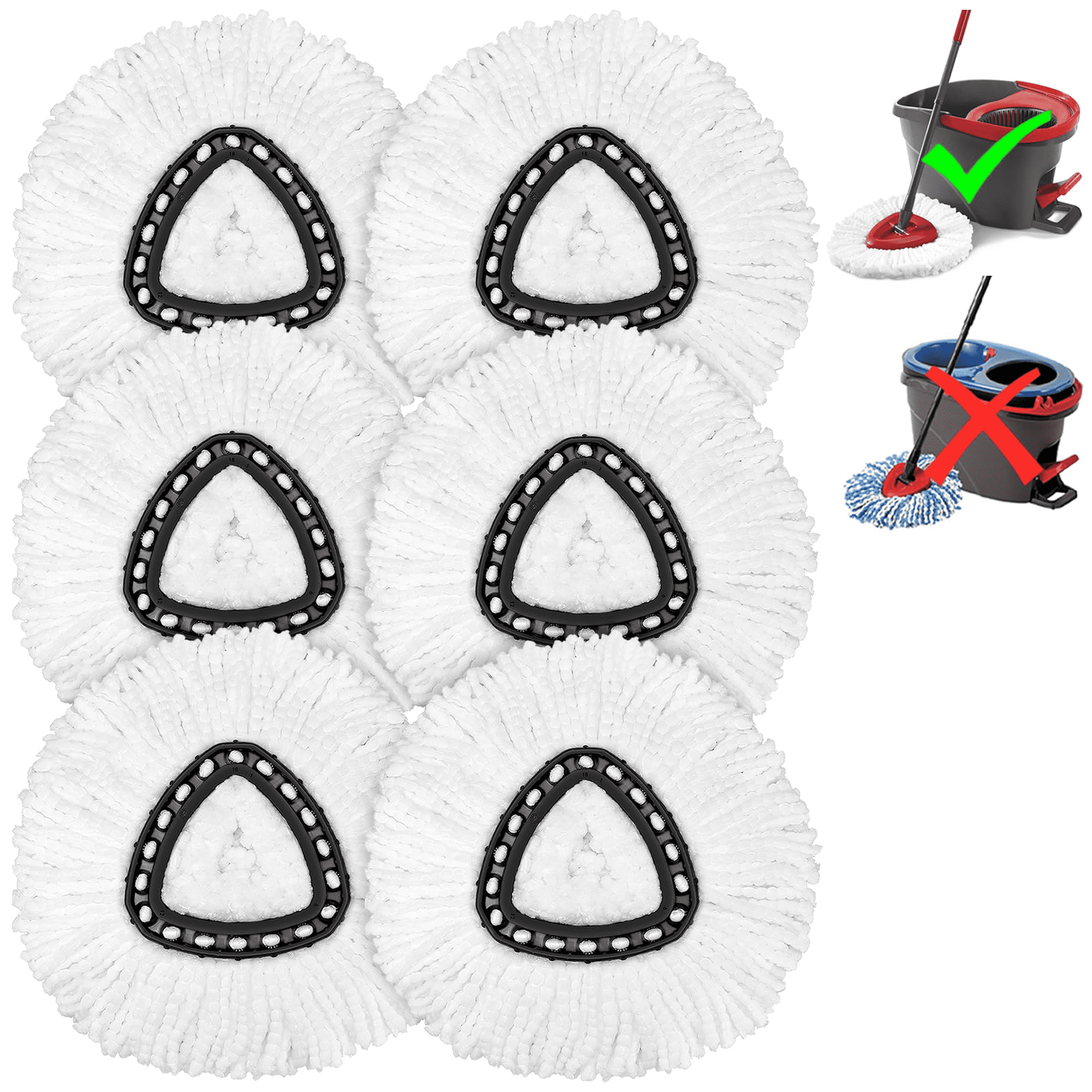 6 Pack Mop Replacement Heads for Spin Mop, Microfiber Spin Mop Refills ...