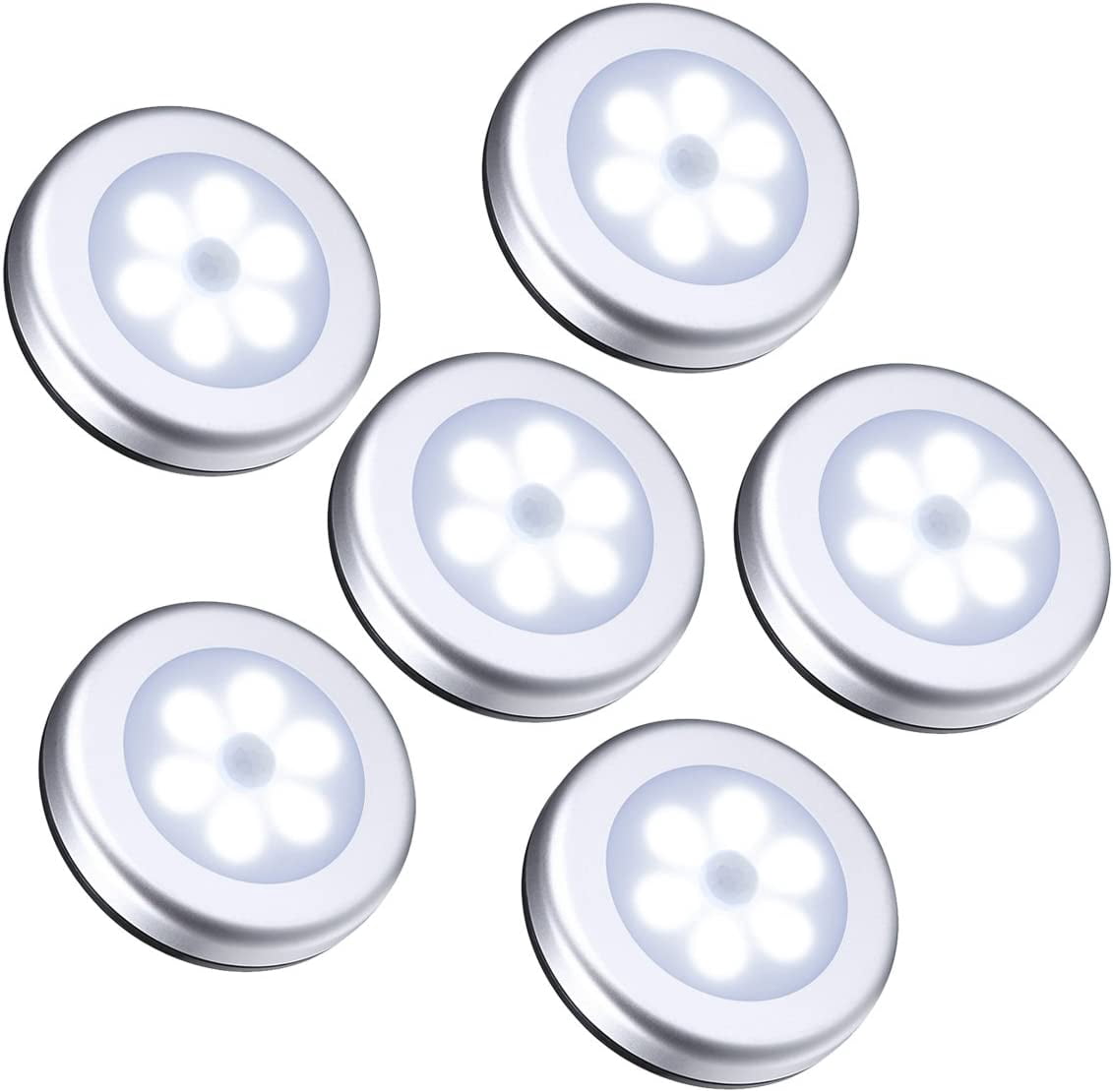 6 Pack Motion Sensor Light. Cordless Battery-Powered Light. Automatic ...