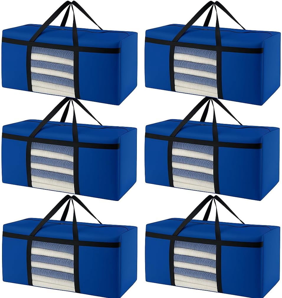 6 Pack Moving Bags 90L with Clear Window, Heavy Duty Storage Totes with ...