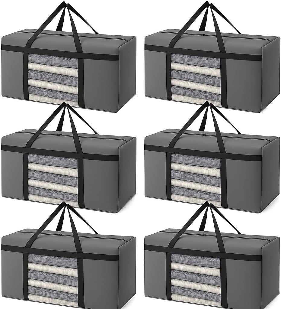 6 Pack Moving Bags 90L with Clear Window, Heavy Duty Storage Totes with ...
