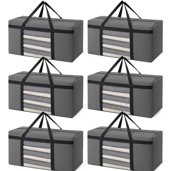 6 Pack Moving Bags 90L with Clear Window, Heavy Duty Storage Totes with ...