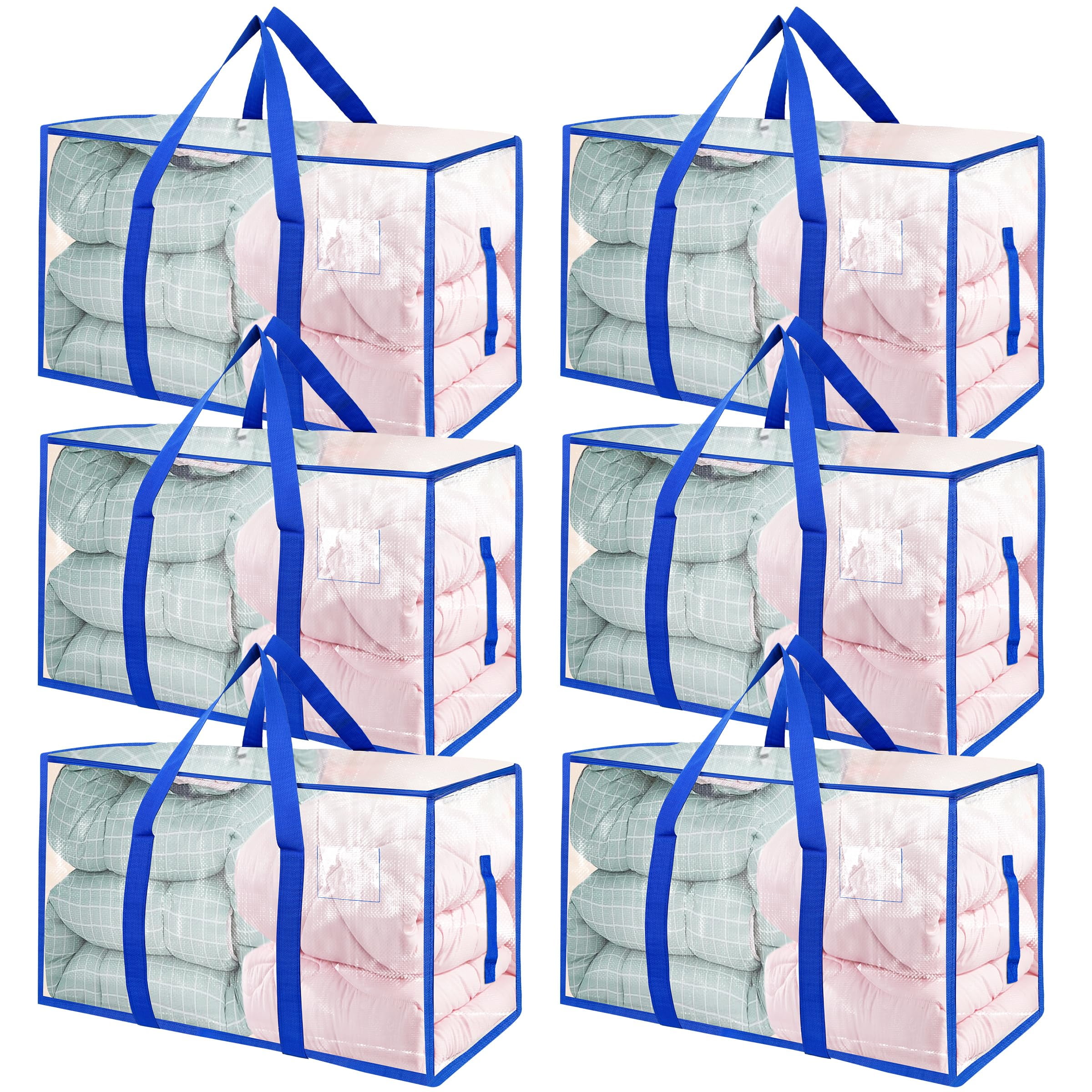 6 Pack Moving Bags Heavy Duty Storage Bags With Zippers And Strong ...