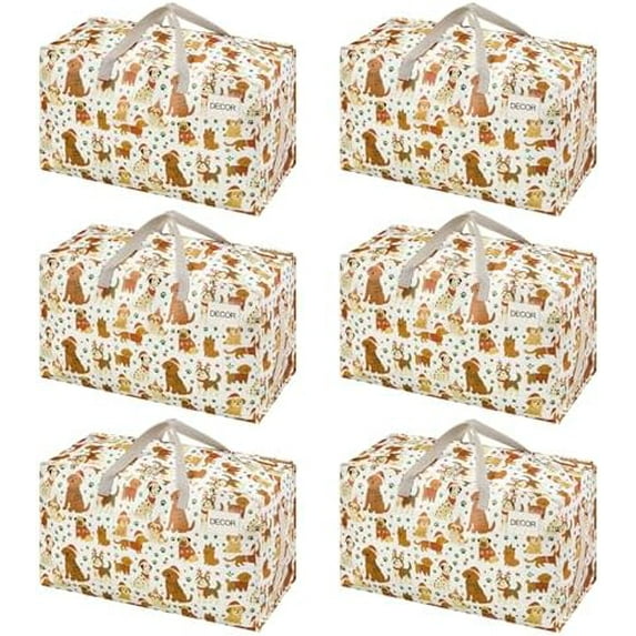 6 Pack Moving Bags and Large Christmas Decoration Storage Bins with ...
