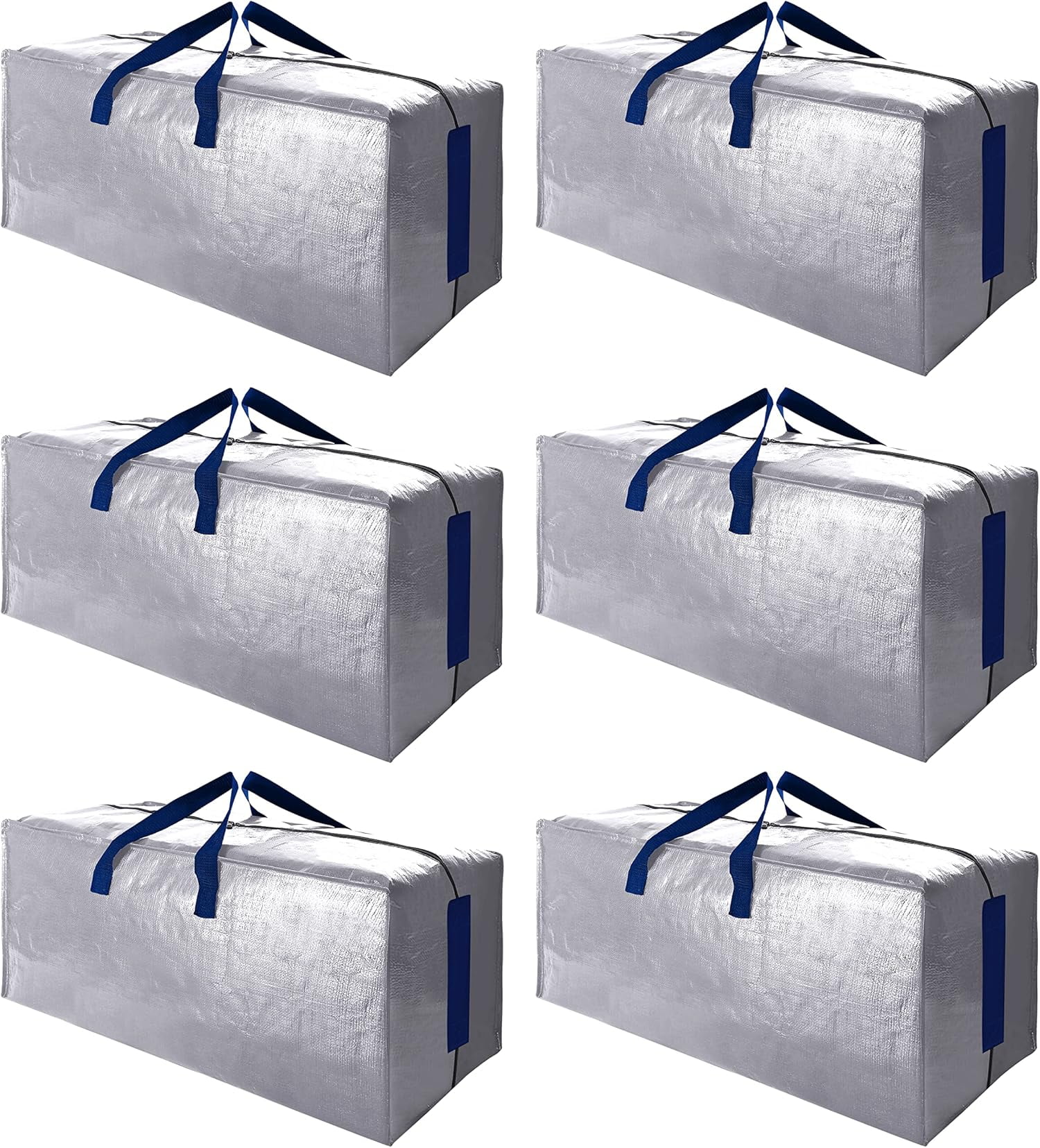 6 Pack Moving Bags with Zippers & Carrying Handles, Heavy Duty Storage ...