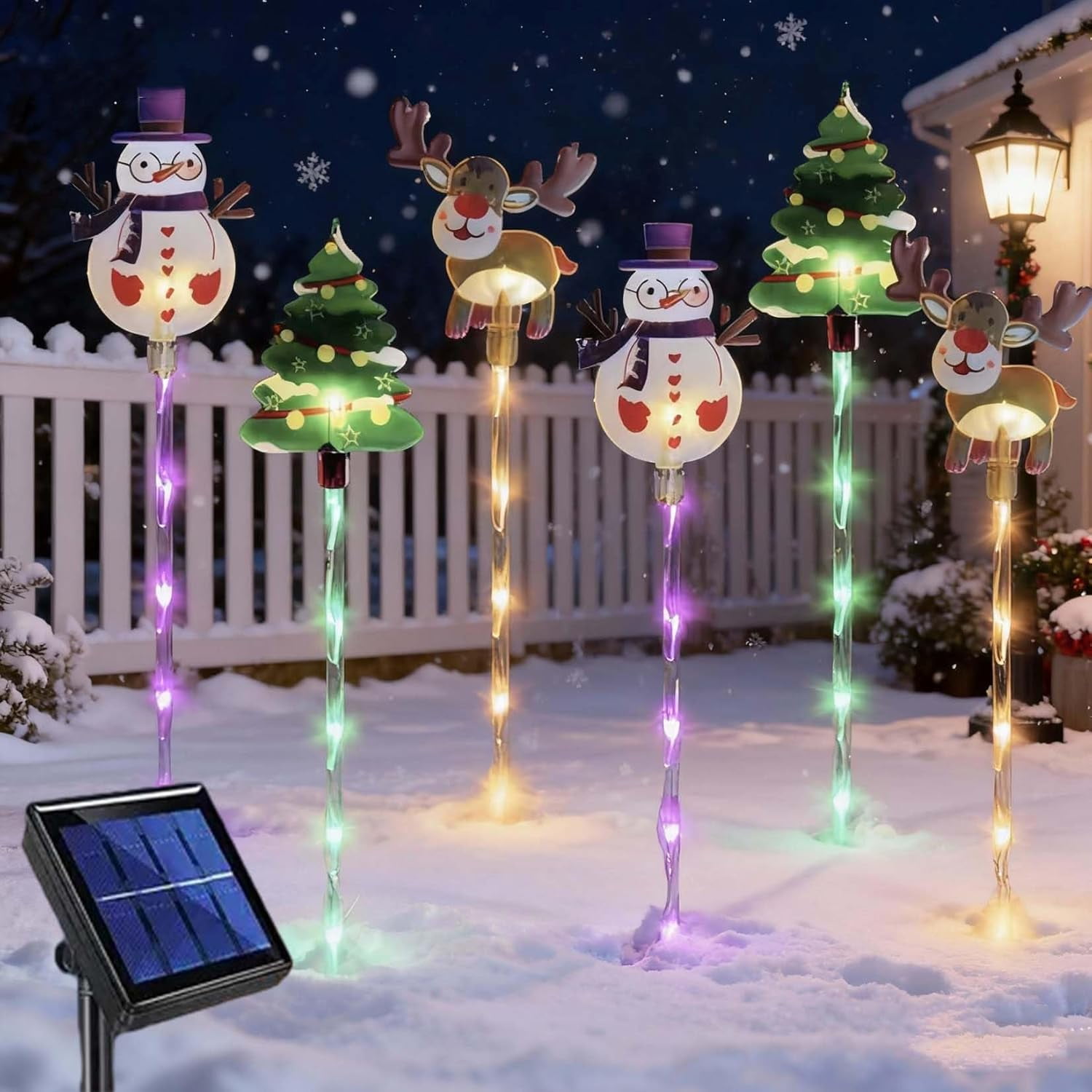 6-Pack Moving Christmas Lights Outdoor - LED Solar Powered Waterproof ...