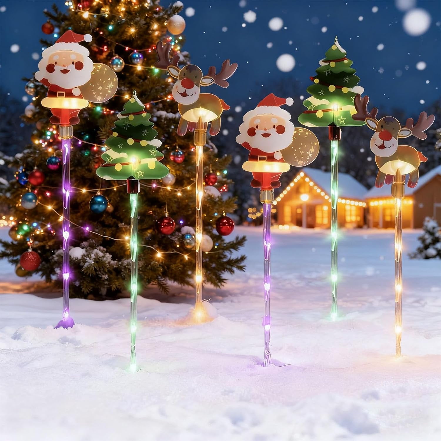 6-Pack Moving Christmas Lights, Solar Powered LED Decorative Lights ...