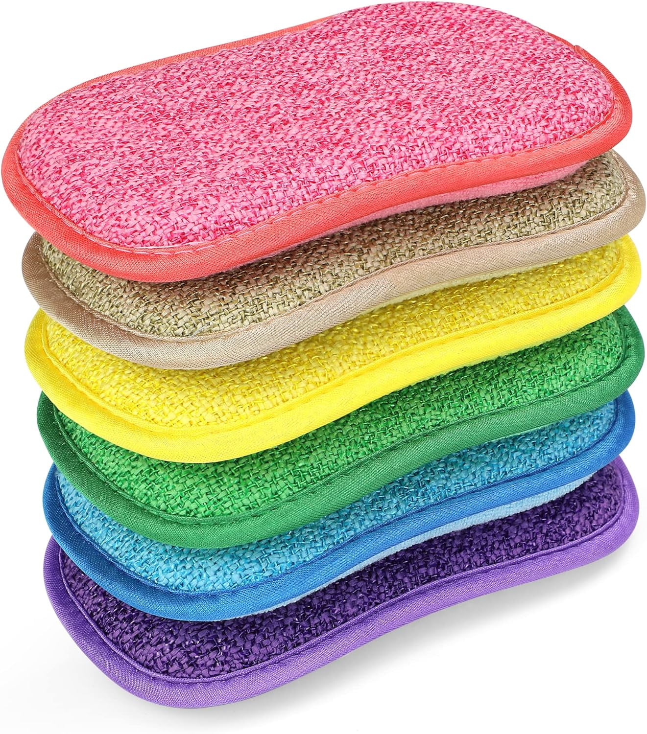 6 Pack Multi-Purpose Scrub Sponges for Kitchen 6 Colors, Non-Scratch ...
