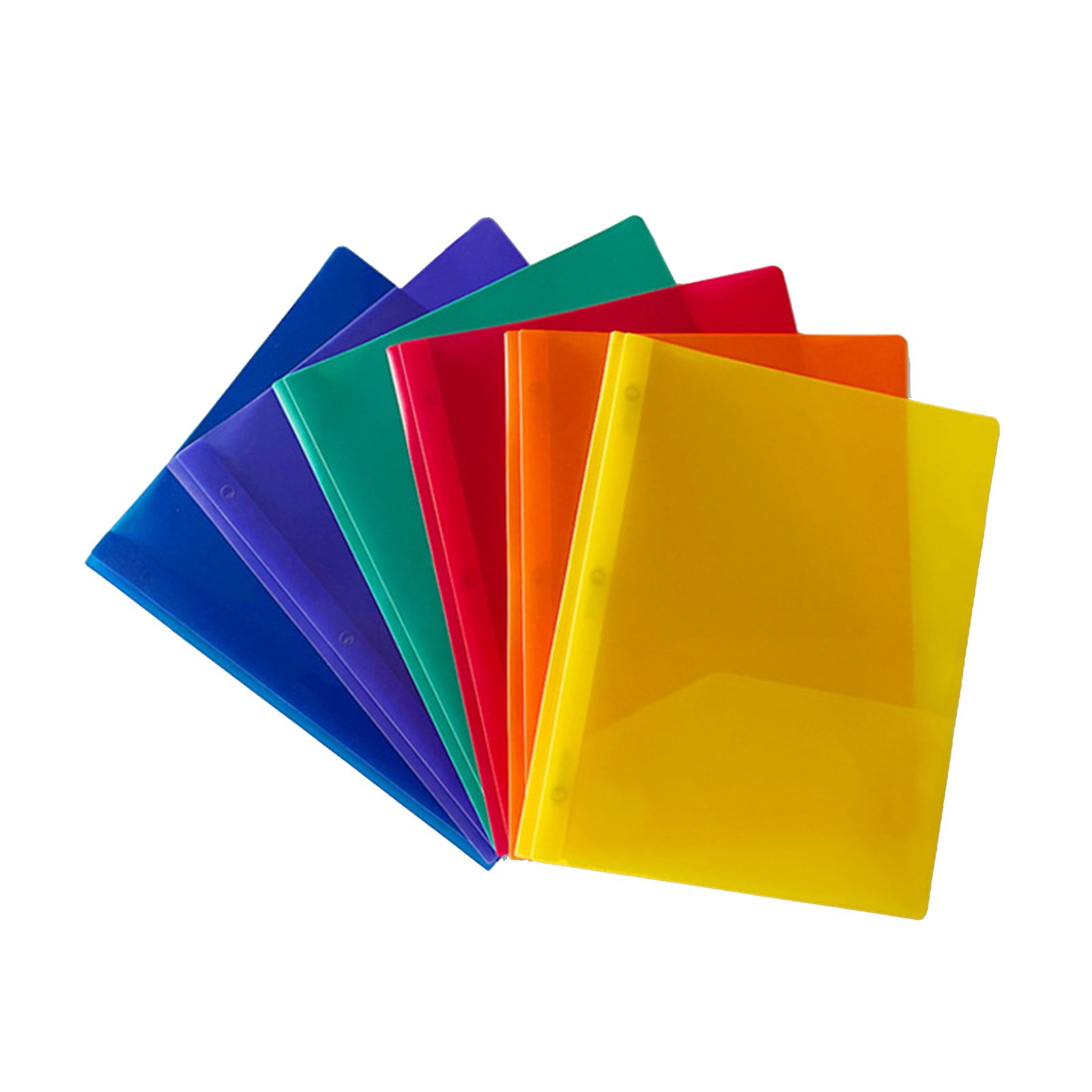 6 Pack Multicolor Plastic Folders with Pockets and Prongs, 2 Pocket ...
