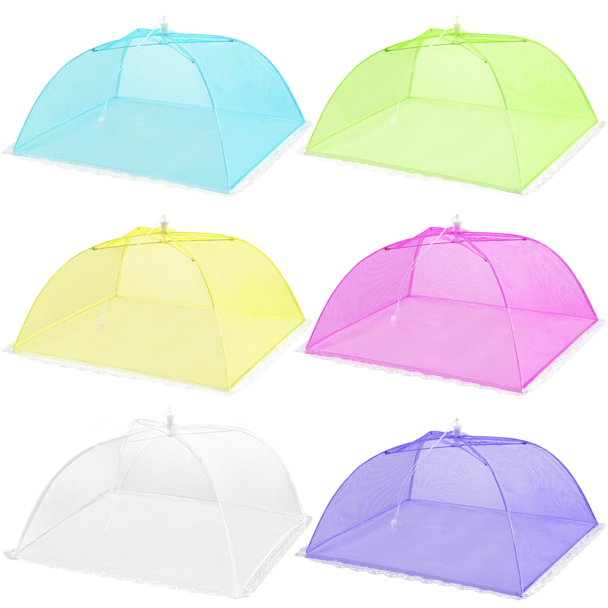 6 Pack Multicolor Pop-Up Mesh Food Covers for Picnic BBQ Camping, 17 ...