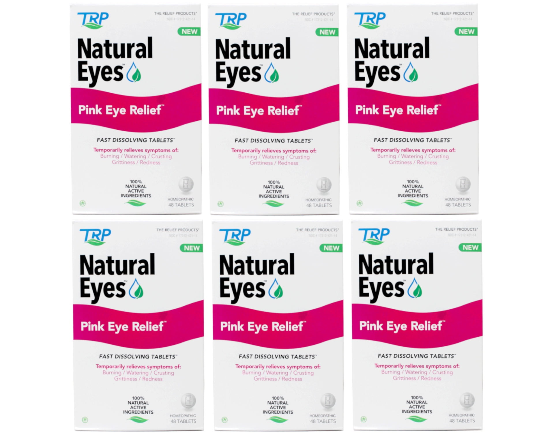 6 Pack - Natural Eyes Pink Eye Relief Fast Dissolving Tablets ...