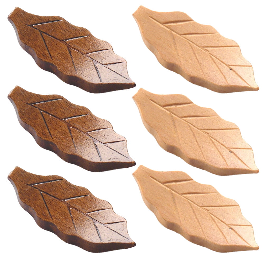 6 Pack Natural Wooden Leaf Shape Chopstick Rest Spoon Fork Knife Holder ...