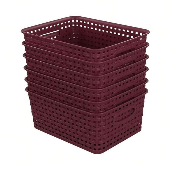 6-Pack Navy Blue Plastic Weave Storage Baskets for Kitchen & Bathroom ...