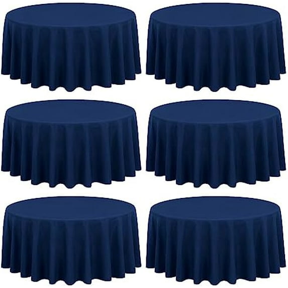 6 Pack Navy Blue Round Tablecloth - 90 Inch Washable Polyester ...