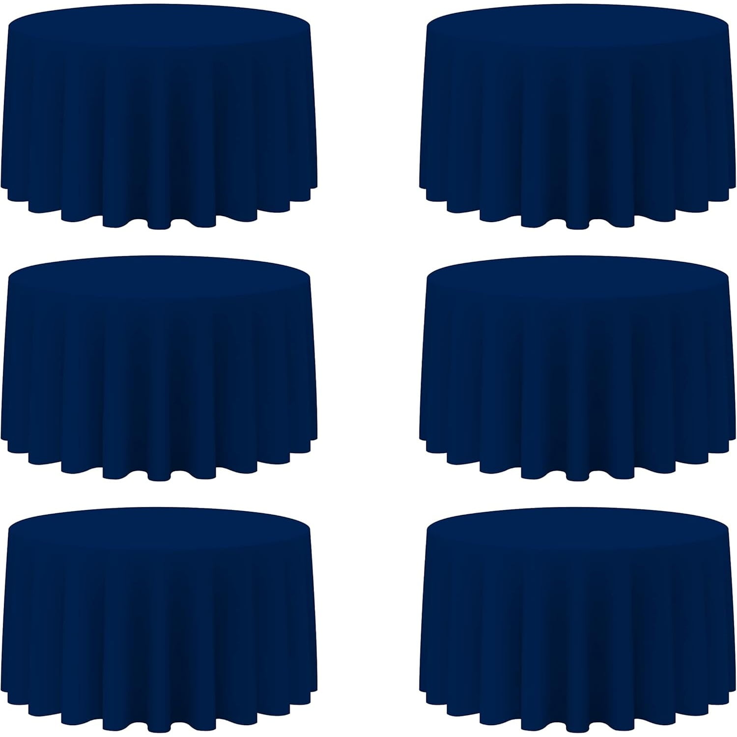 6 Pack Navy Blue Round Tablecloths 120 Inch - Circle Bulk Linen ...