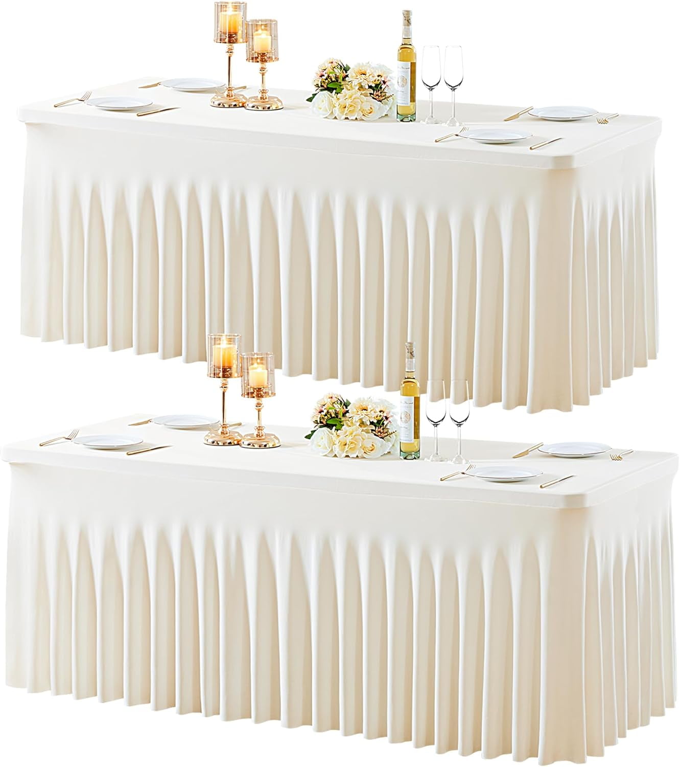 6 Pack Navy Blue Table Cloth for 8 Foot Rectangle Tables Spandex Fitted ...