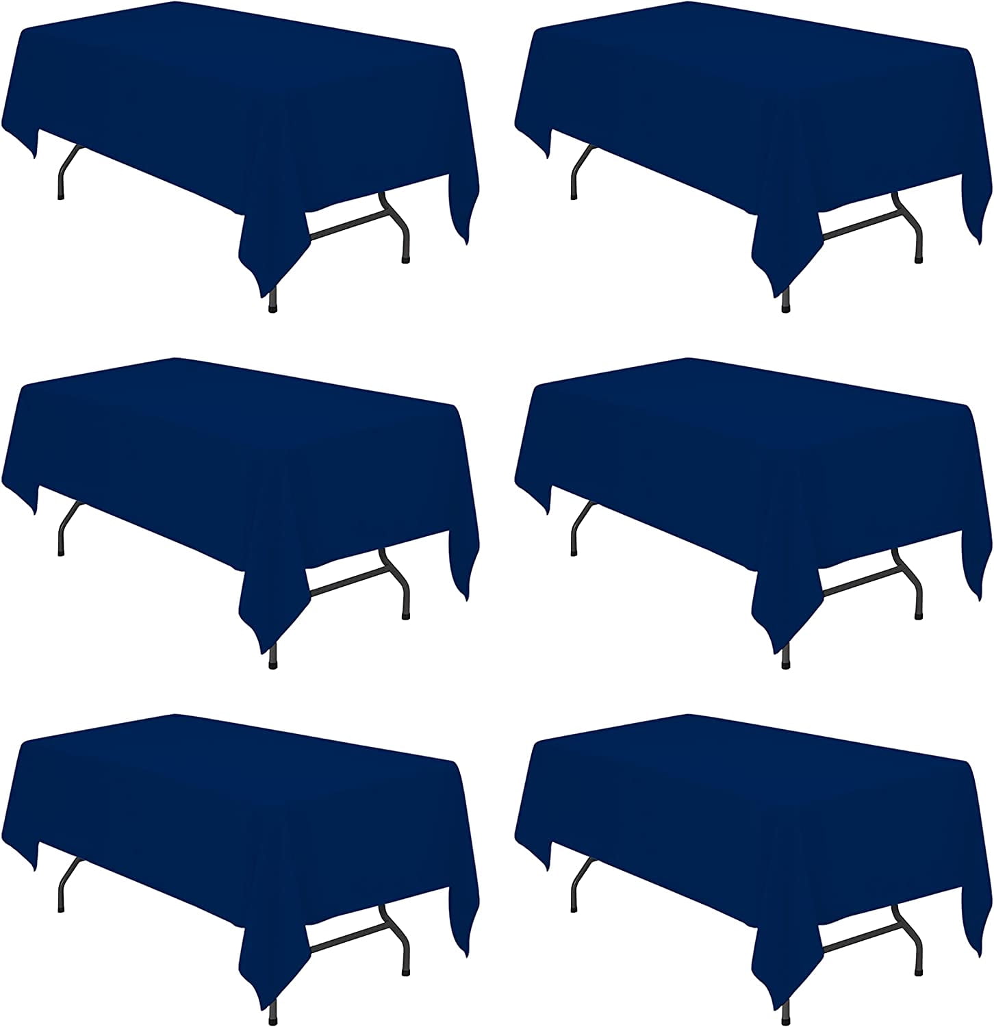 6 Pack Navy Blue Tablecloths 60 x 102 Inch for 6ft Rectangle Tables ...