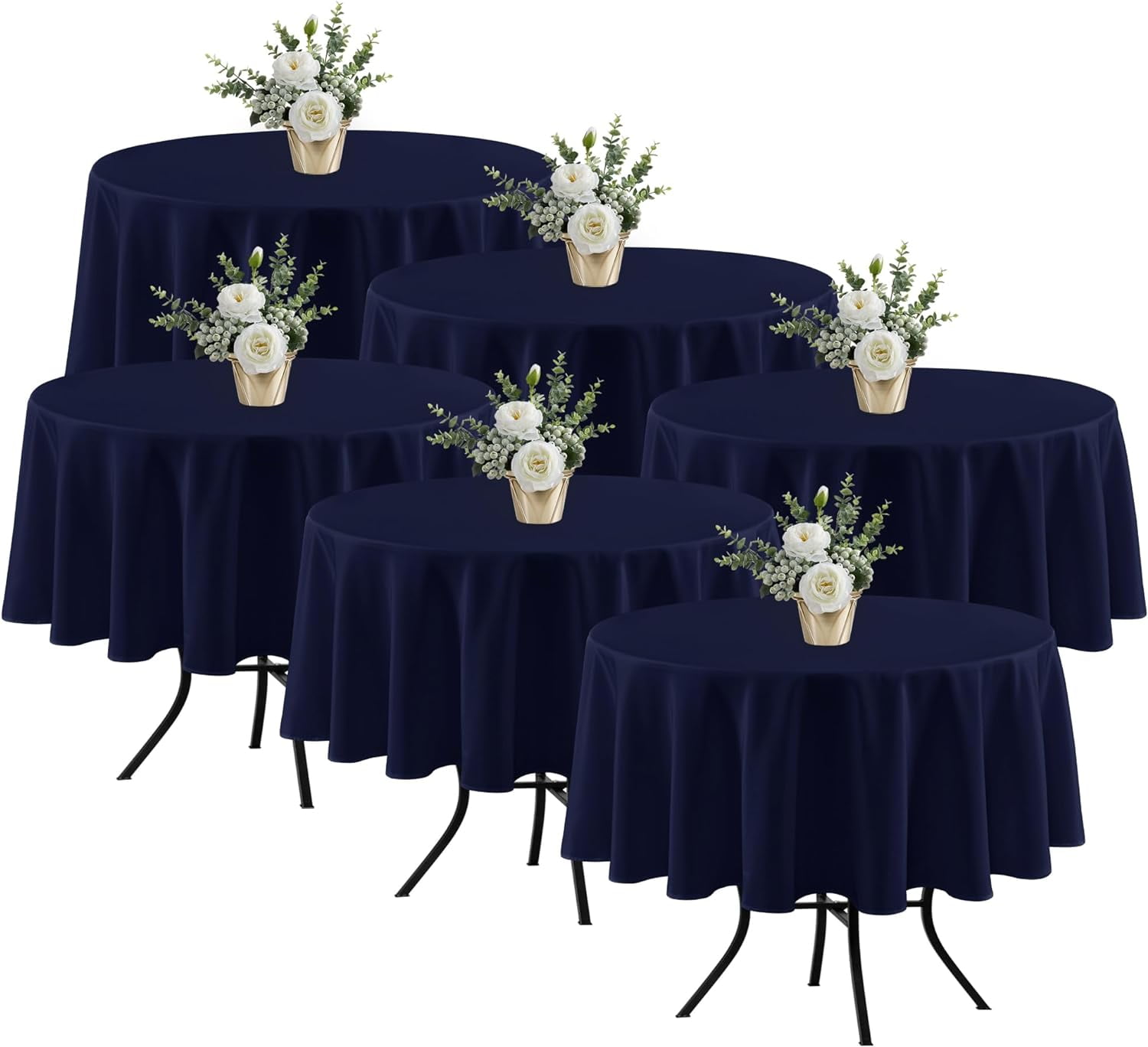 6 Pack Navy Round Table Clothes - 70 Inches in Diameter - Stain ...