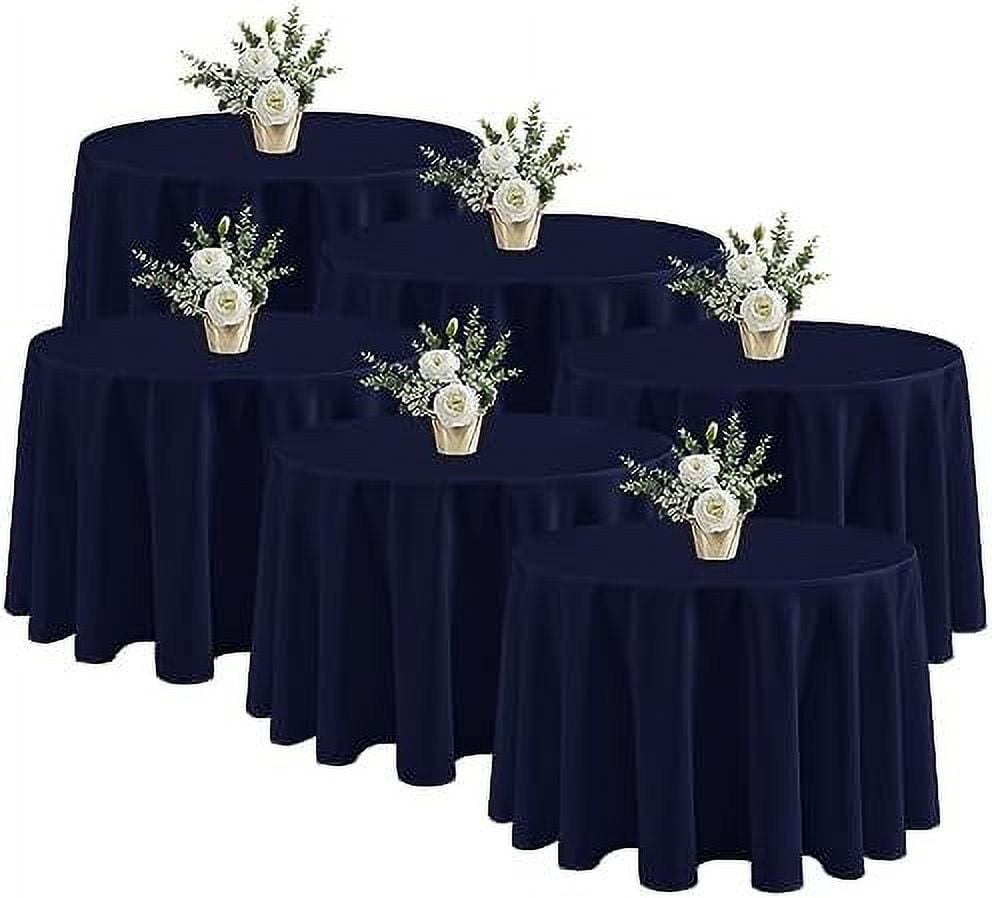 6 Pack Navy Round Tablecloths - 120 Inches in Diameter - Stain ...