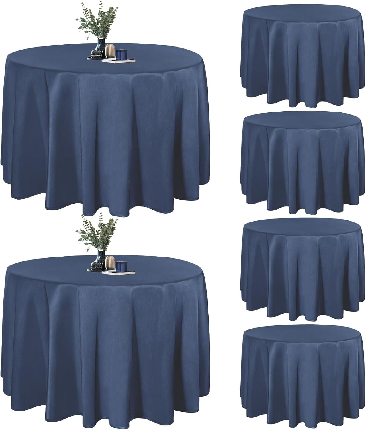 6 Pack Navy Tablecloths 120 Inch-Round for 8 Ft Round Table, Washable ...