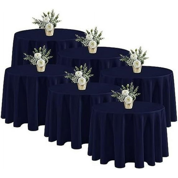6 Pack Navy Tablecloths for Round Tables - 108 Inches in Diameter ...