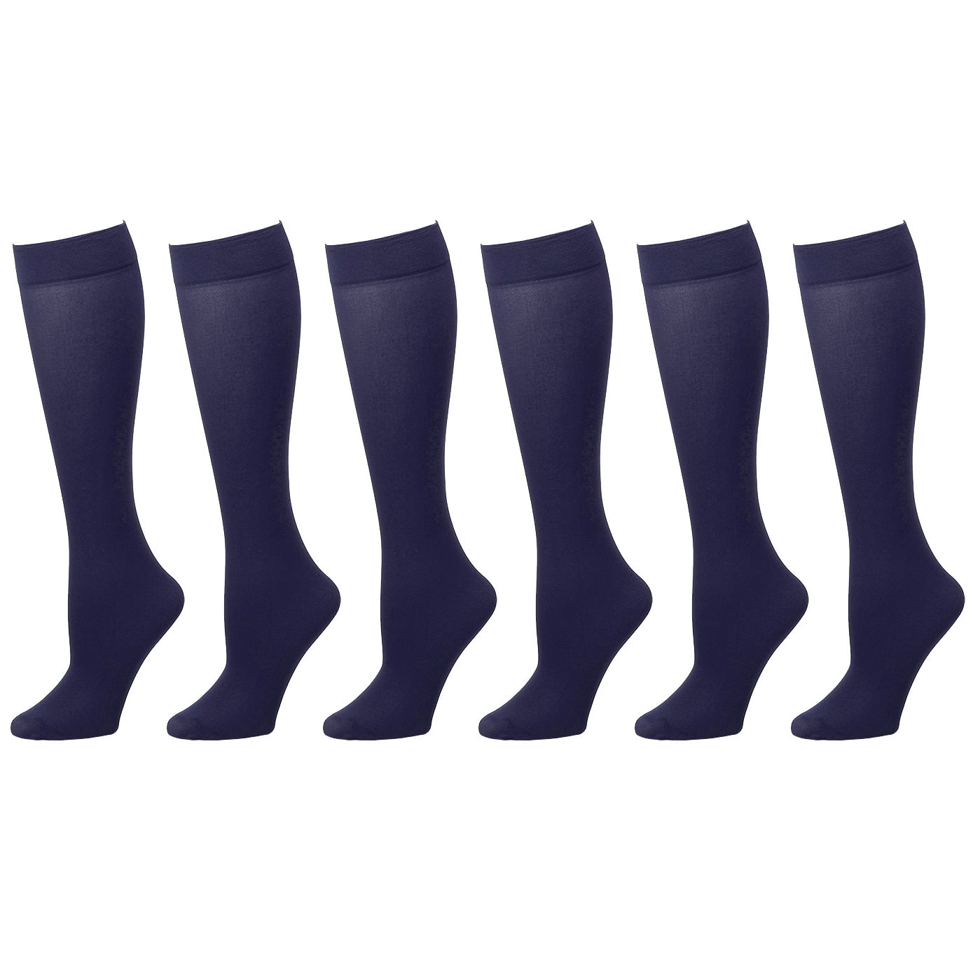 6-Pack Navy Women's Stretchy Spandex Trouser Socks, Opaque Knee High ...