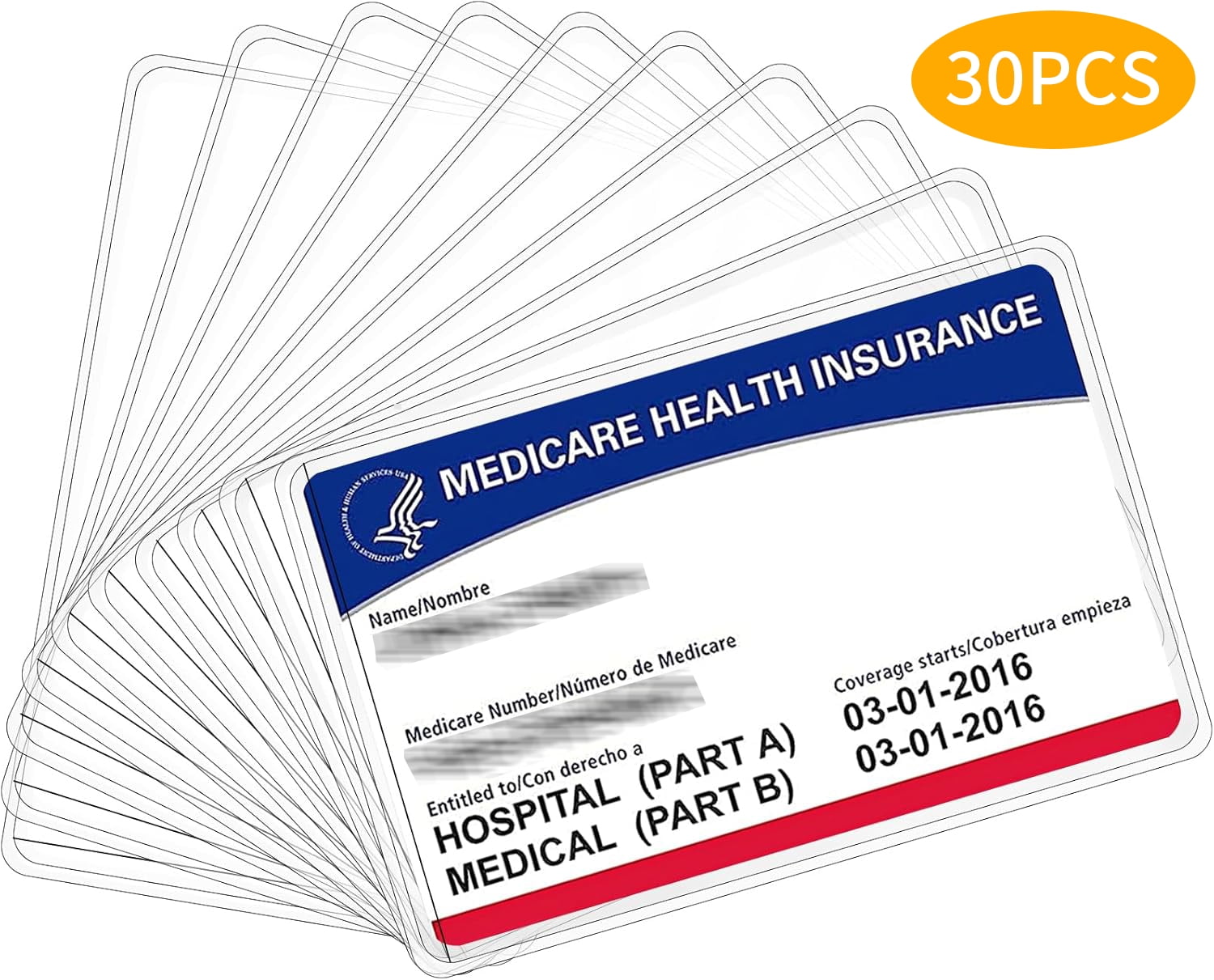 SUSWIM 30 Pack New Medicare Card Holder Protector Sleeves， Clear PVC ...
