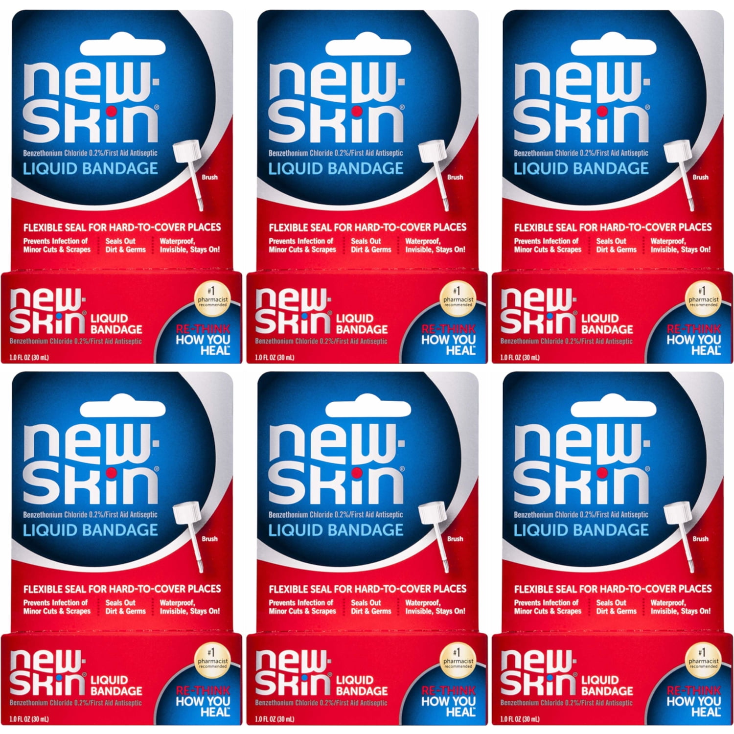 6 Pack - New-Skin First Aid Antiseptic Liquid Bandage 1 fl oz (30 ml ...