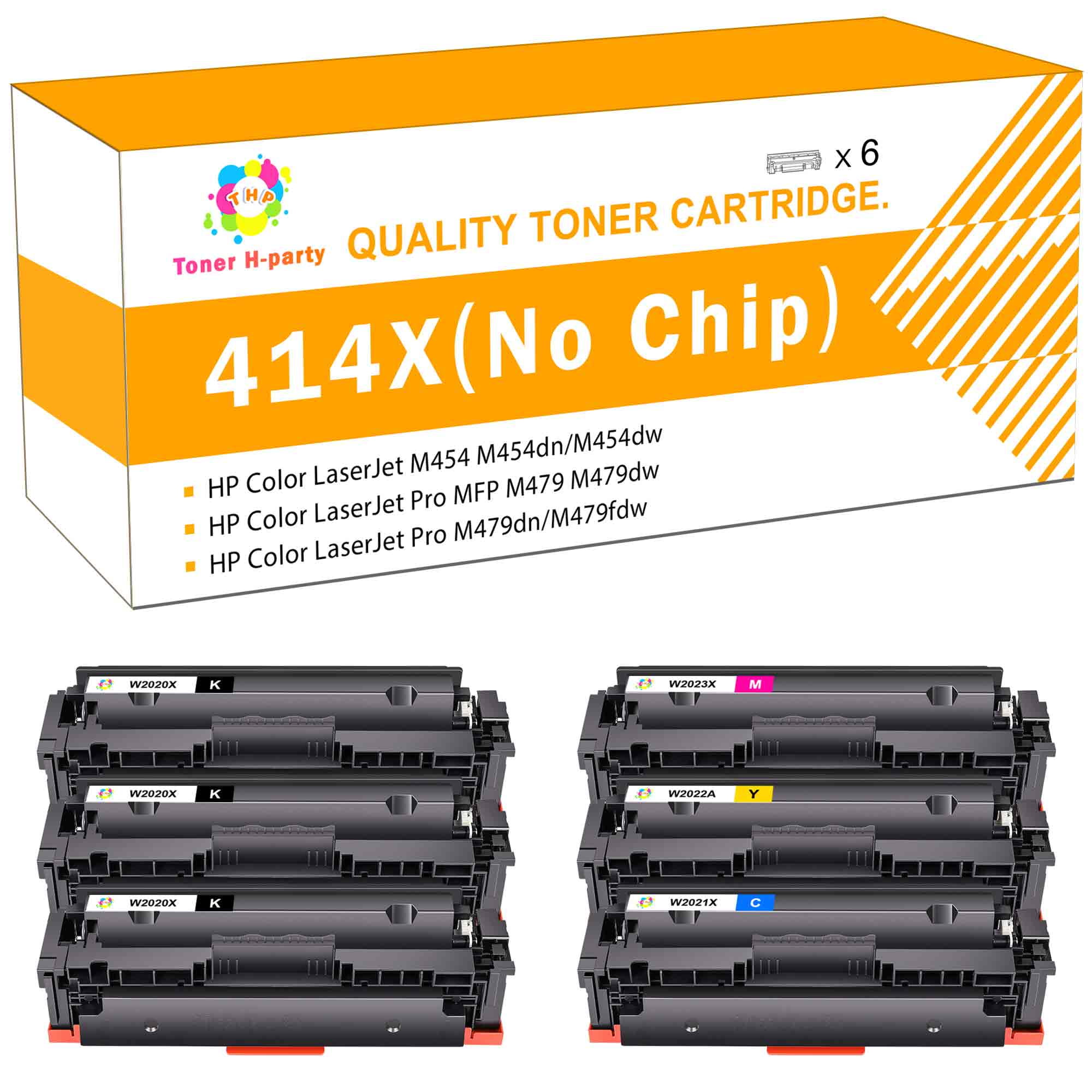 6 Pack (No Chip) 414X Toner Cartridge Replacement Compatible for HP ...