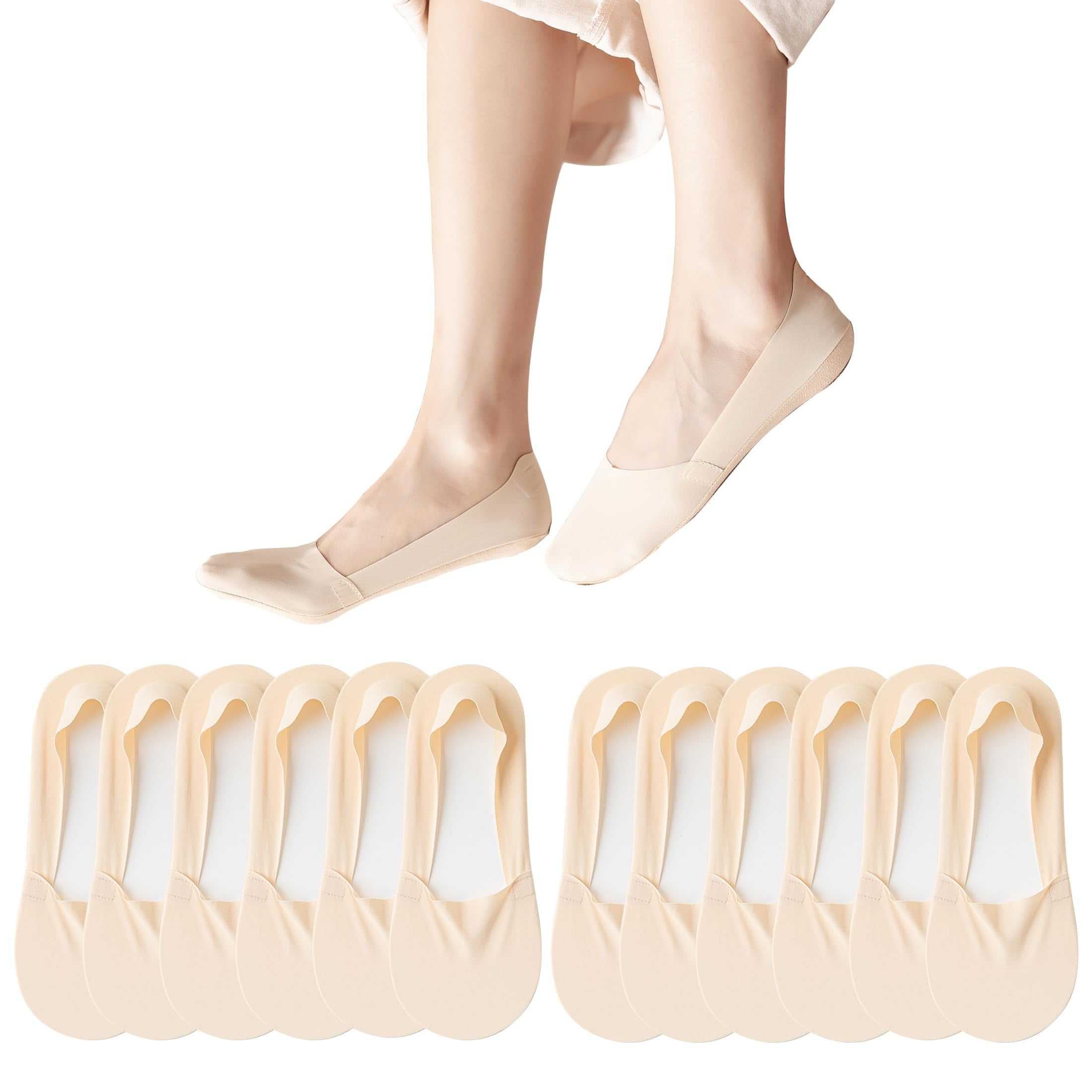 6 Pack No Show Socks Women Thin Socks Low Cut Liner Socks Non Slip ...