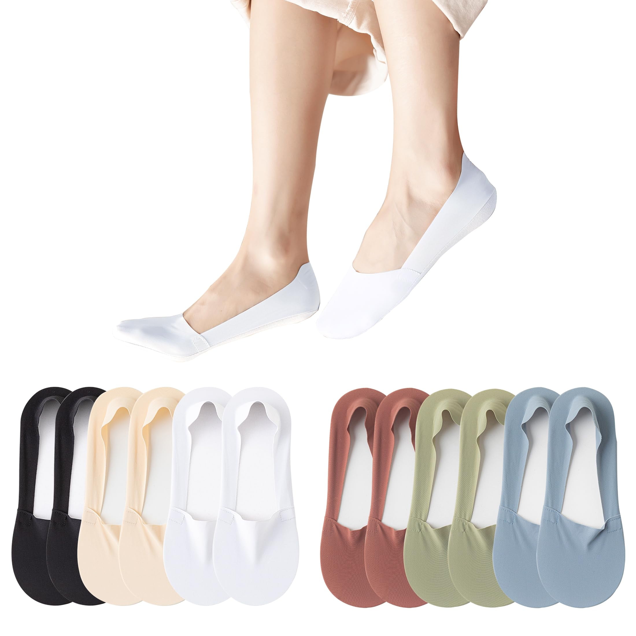 6 Pack No Show Socks Women Thin Socks Low Cut Liner Socks Non Slip ...