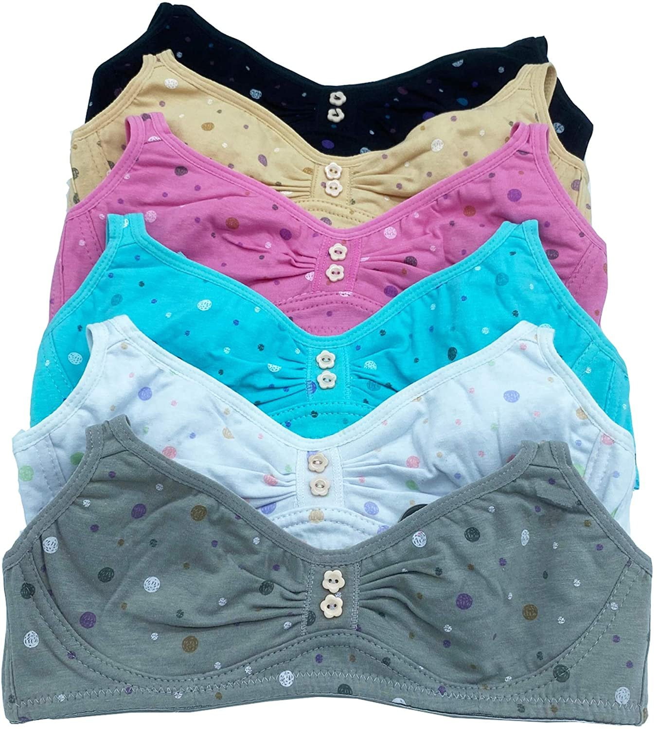 6 Pack No Wire Rabbit Teenager Wire Free Cotton Junior Training Bra ...