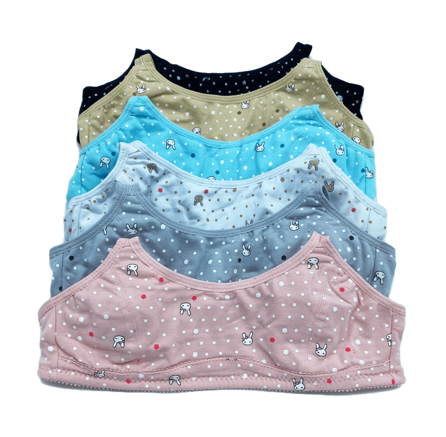6 Pack No Wire Rabbit Teenager Wire Free Cotton Junior Training Bra 36A ...
