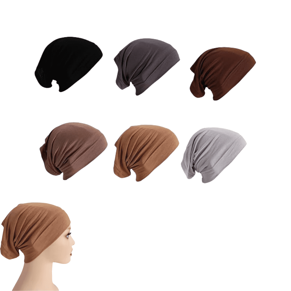 6-Pack Non-Slip Hijab Undercap for Women, Soft Jersey Hijab Cap with ...
