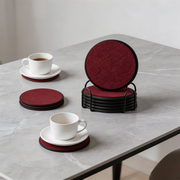 6 Pack Non-Slip Silicone Coasters with Holder, Coasters for Drinks ...