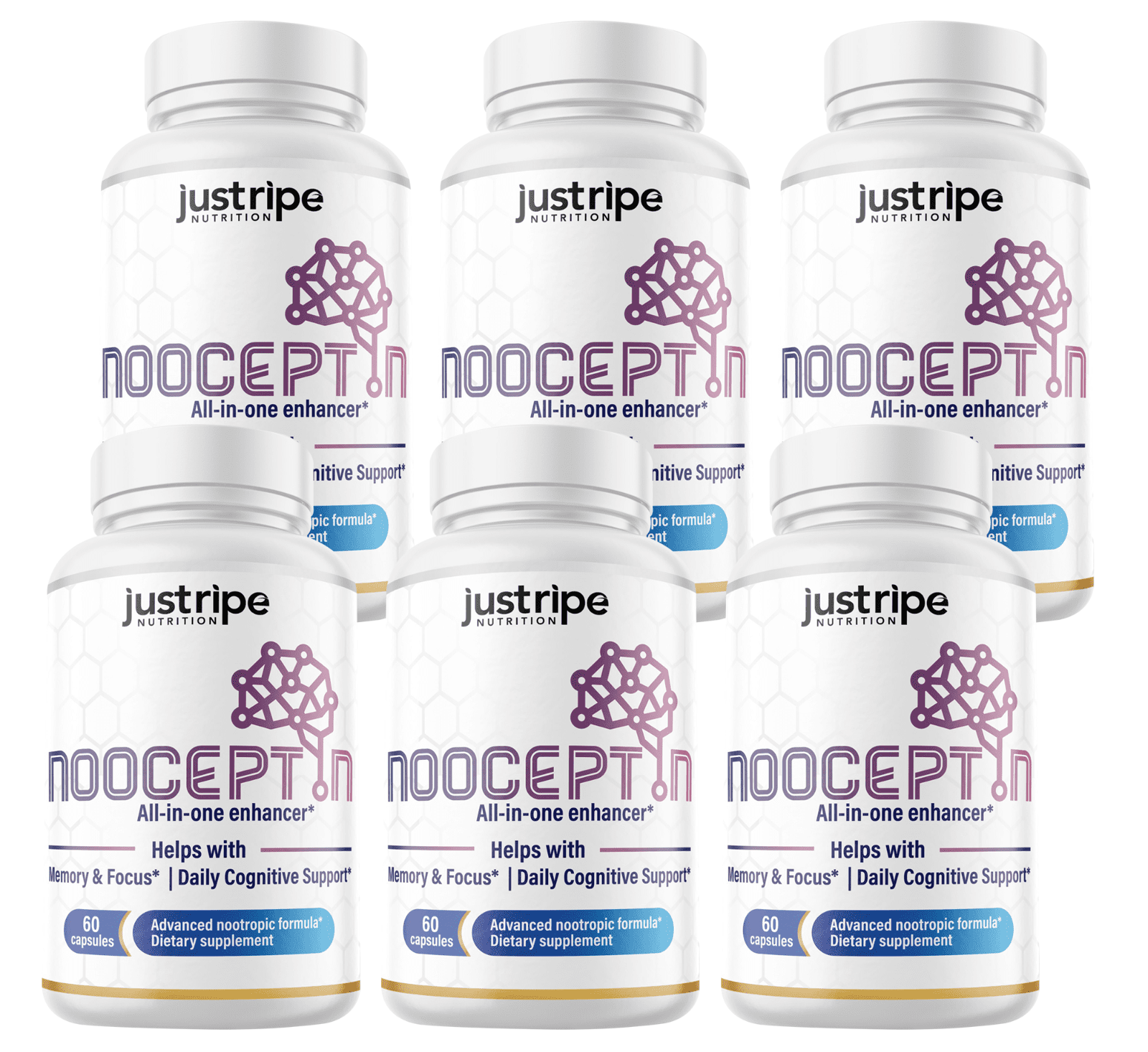 6 Pack Nooceptin - Cognitive Enhancer Capsules for Cognition and Focus ...