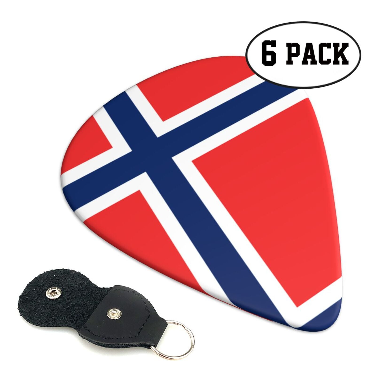 6 Pack Norway Flag Guitar Picks In Leather Picks Holder For Bass ...