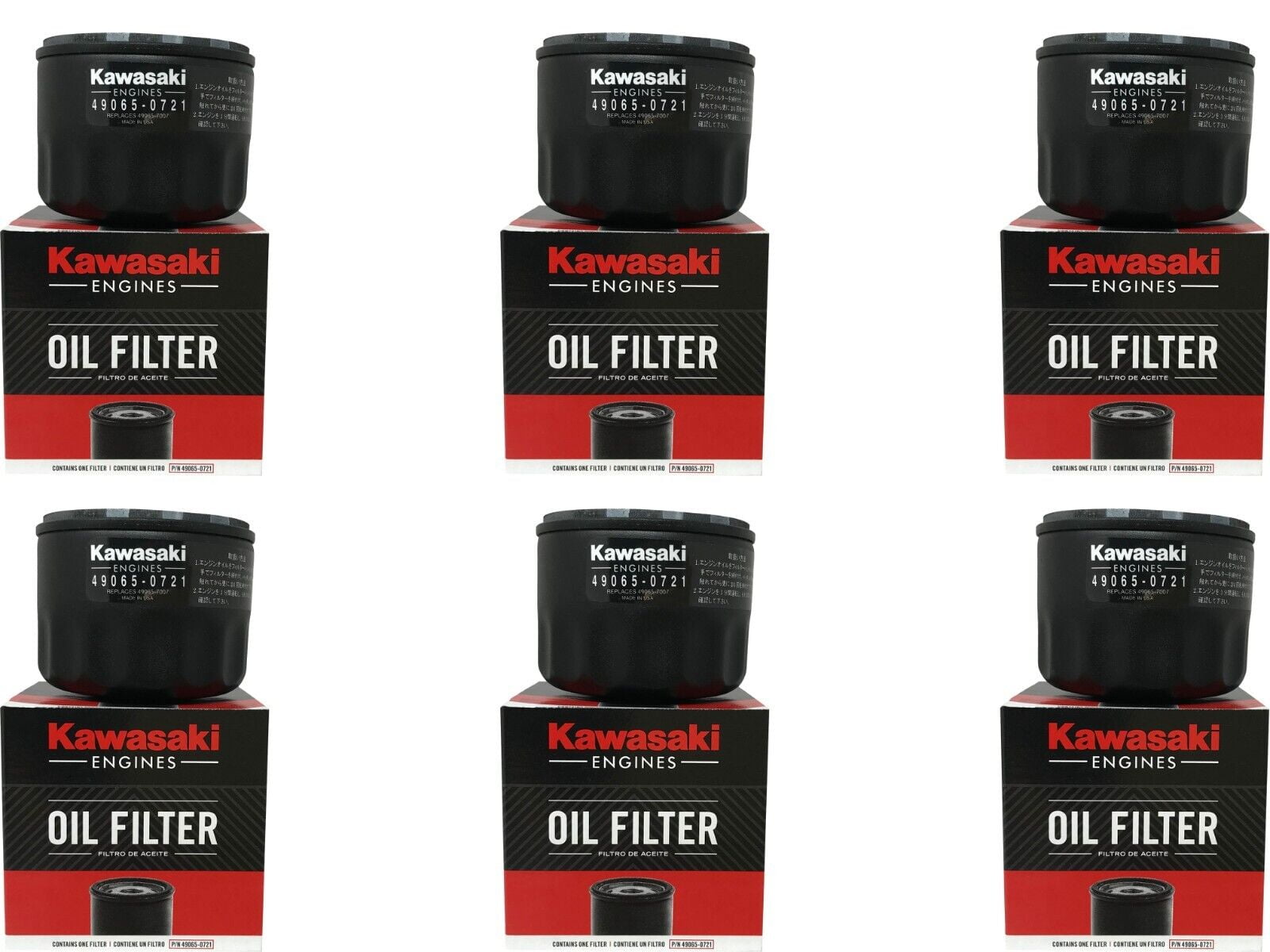 Kawasaki OEM 6 Pack Oil Filter 49065-0721, Replaces 49065-7007 ...