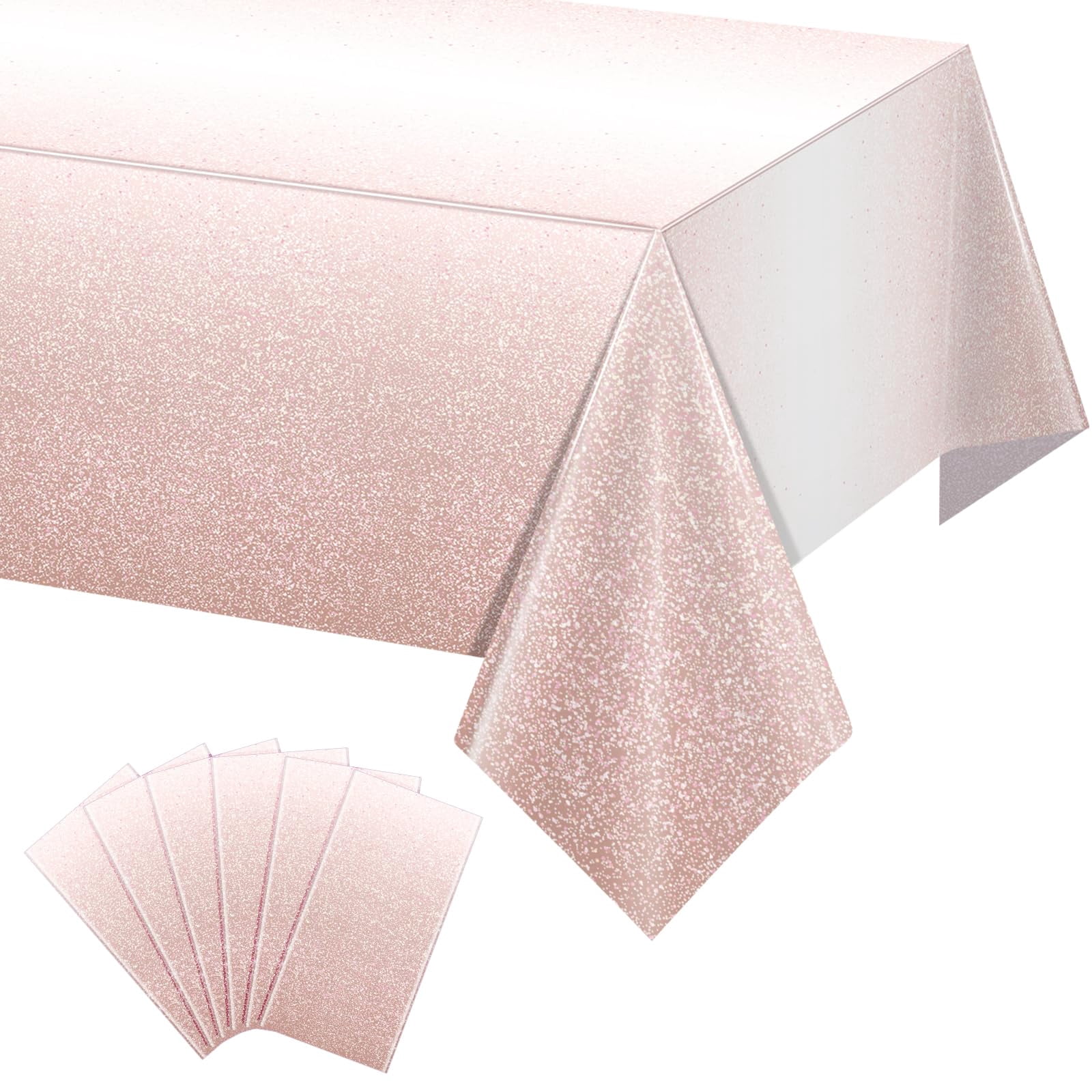 6 Pack Ombre Rose Gold Plastic Tablecloth for Gradient Pastel Rose Gold ...
