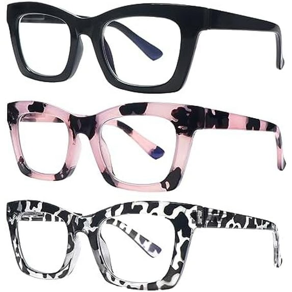 6 Pack Oprah Style Reading Glasses Blue Light Blocking Square Computer ...