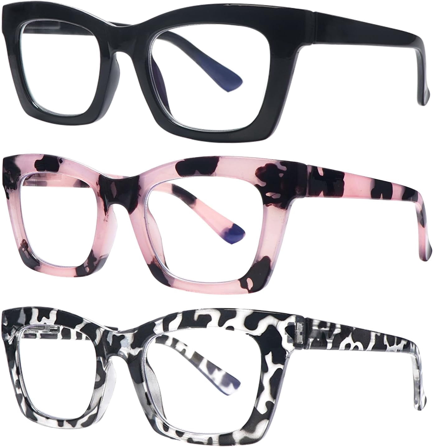 6 Pack Oprah Style Reading Glasses Blue Light Blocking Square Computer ...