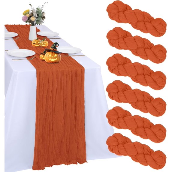 6 Pack Orange Cheesecloth Table Runner 10FT Boho Cheese Cloth Gauze ...