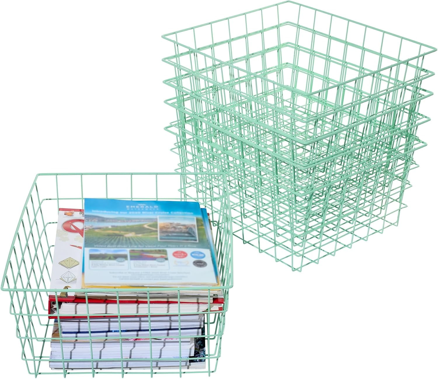 6-Pack Oversized Wire Storage Bins – 15" x 13" x 7" Heavy-Duty ...