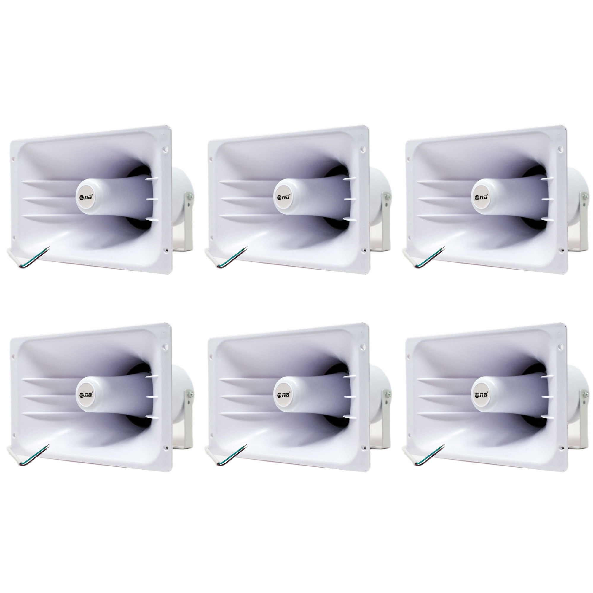 PA Power Horn Speaker 6-Pack, 40W RMS, 80W Max Power, Indoor/Outdoor ...