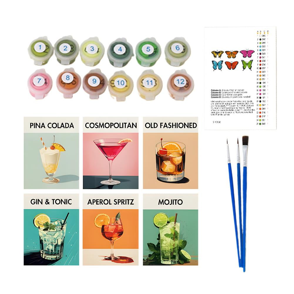 6 Pack Paint by Numbers Kit for Adults Beginners,DIY Acrylic Mini Hand ...