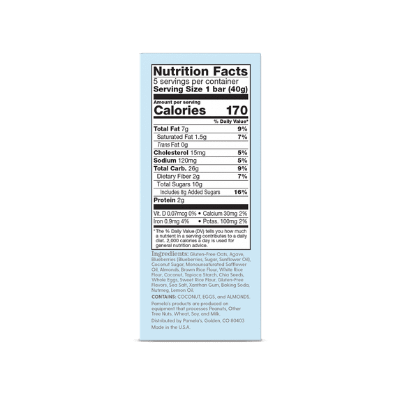 Pamelas Gluten-Free Breakfast Snack Bars, Organic Almond Flour, Soft ...