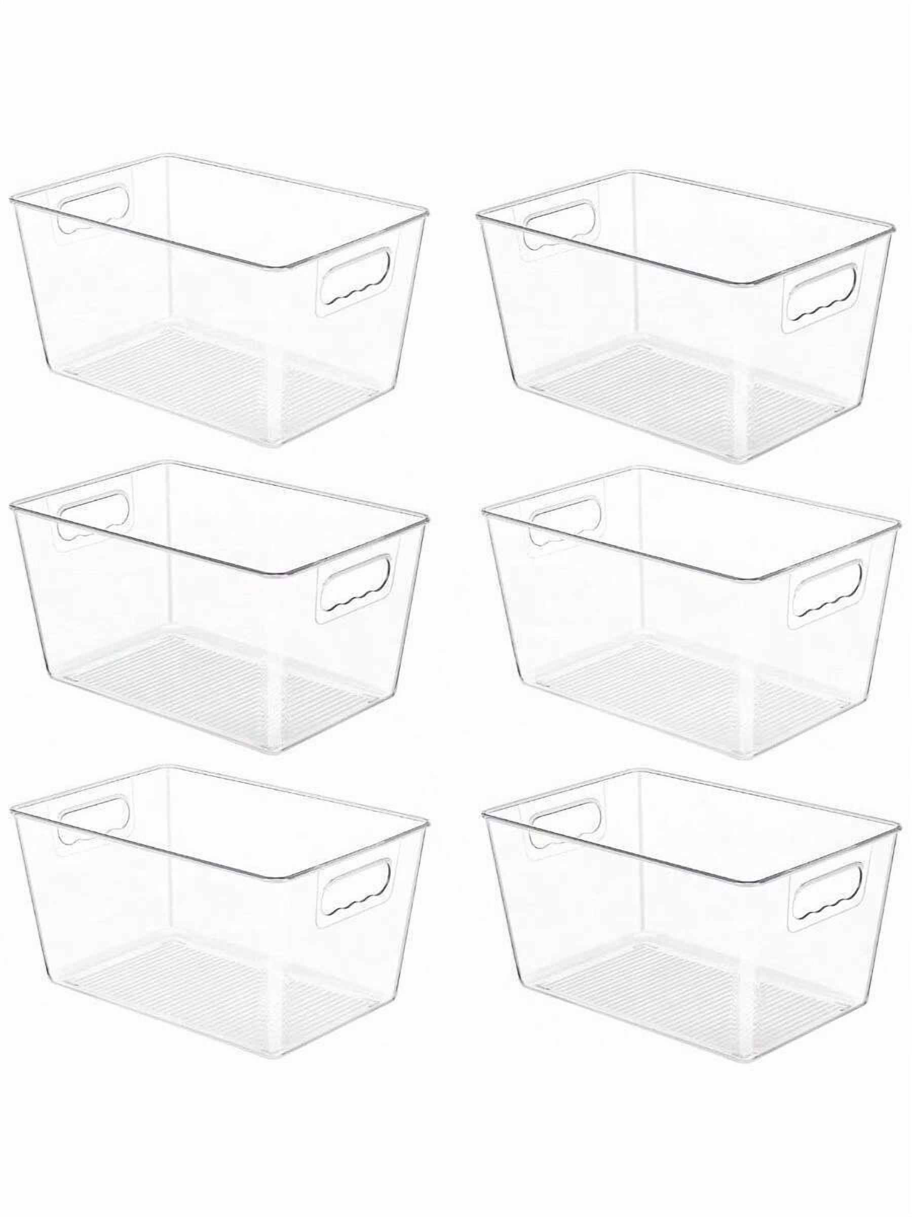 6 Pack Pantry Organizer Bins, Plastic Containers With Handle Kitchen ...